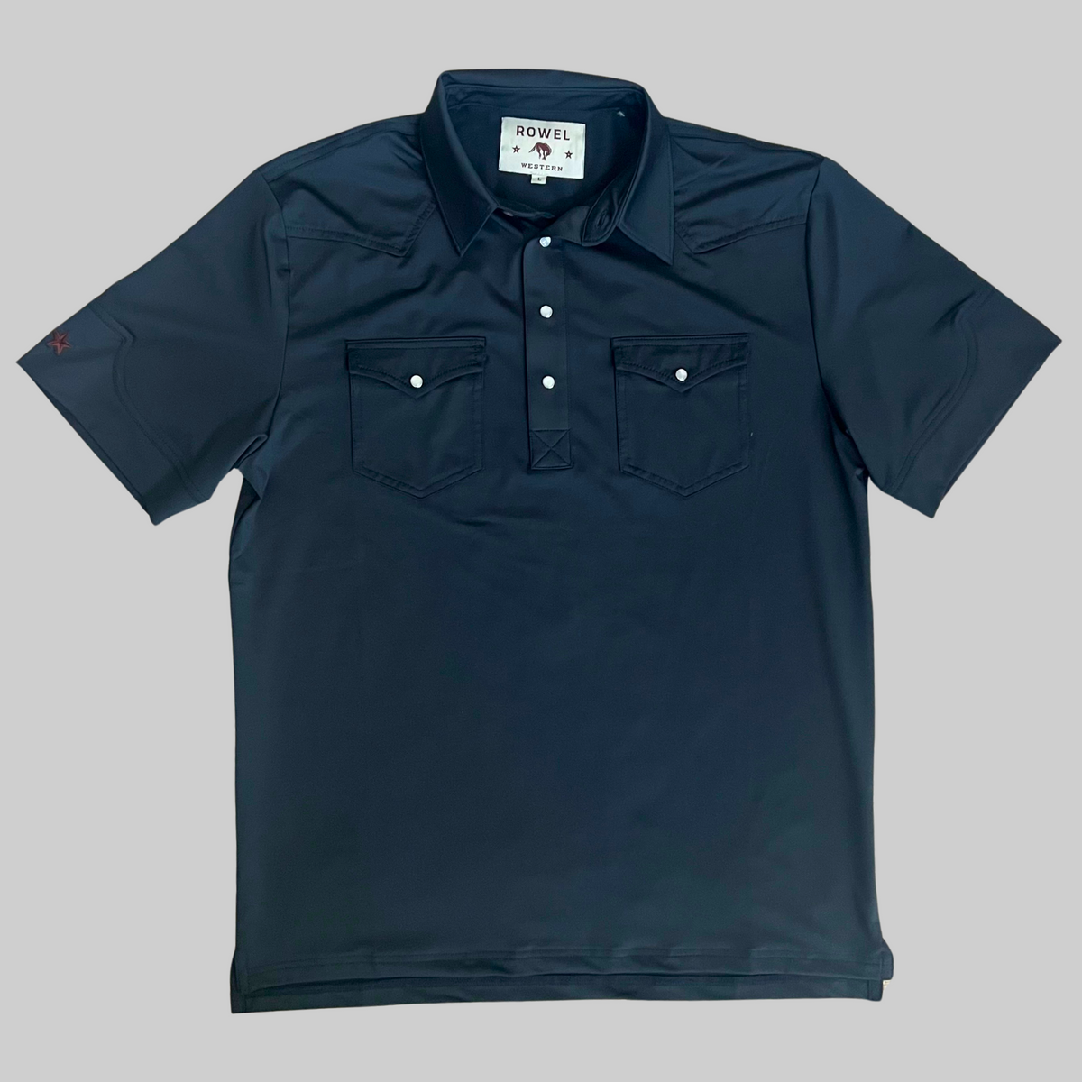 Pearl Snap Polo Navy Athletic Fit | Rowel Western – Rowel Western Wear