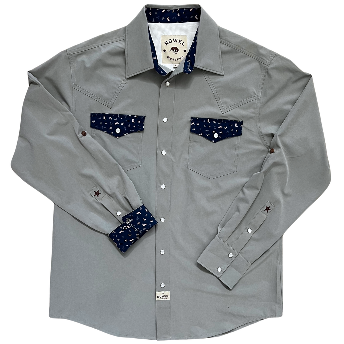 Men's Gray Shirt | Long Sleeve | Rowel Western – Rowel Western Wear