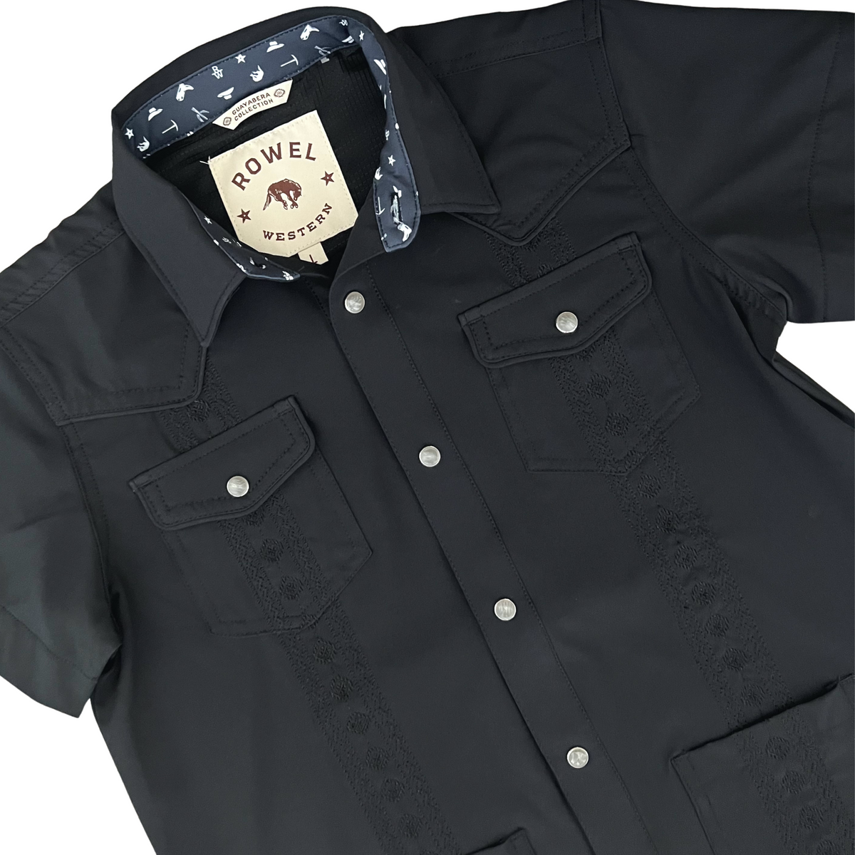 Boys Western Shirt | Black Pearl Snap | Rowel Western – Rowel Western Wear