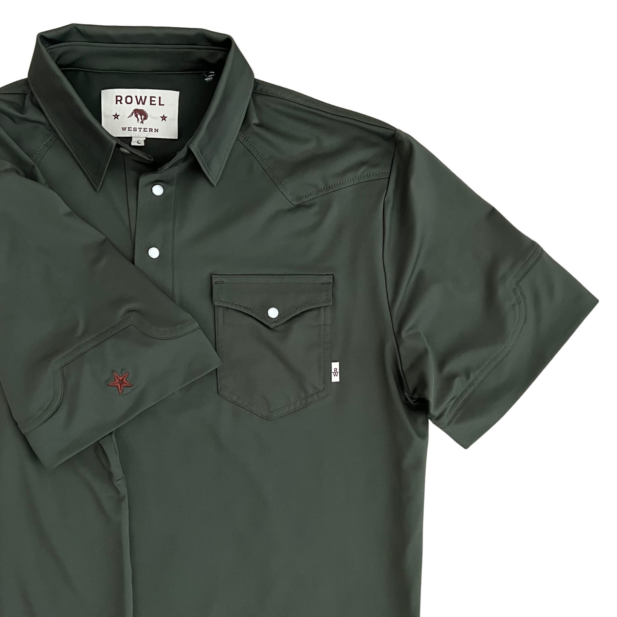 Pearl Snap Polo- Pineneedle – Rowel Western Wear